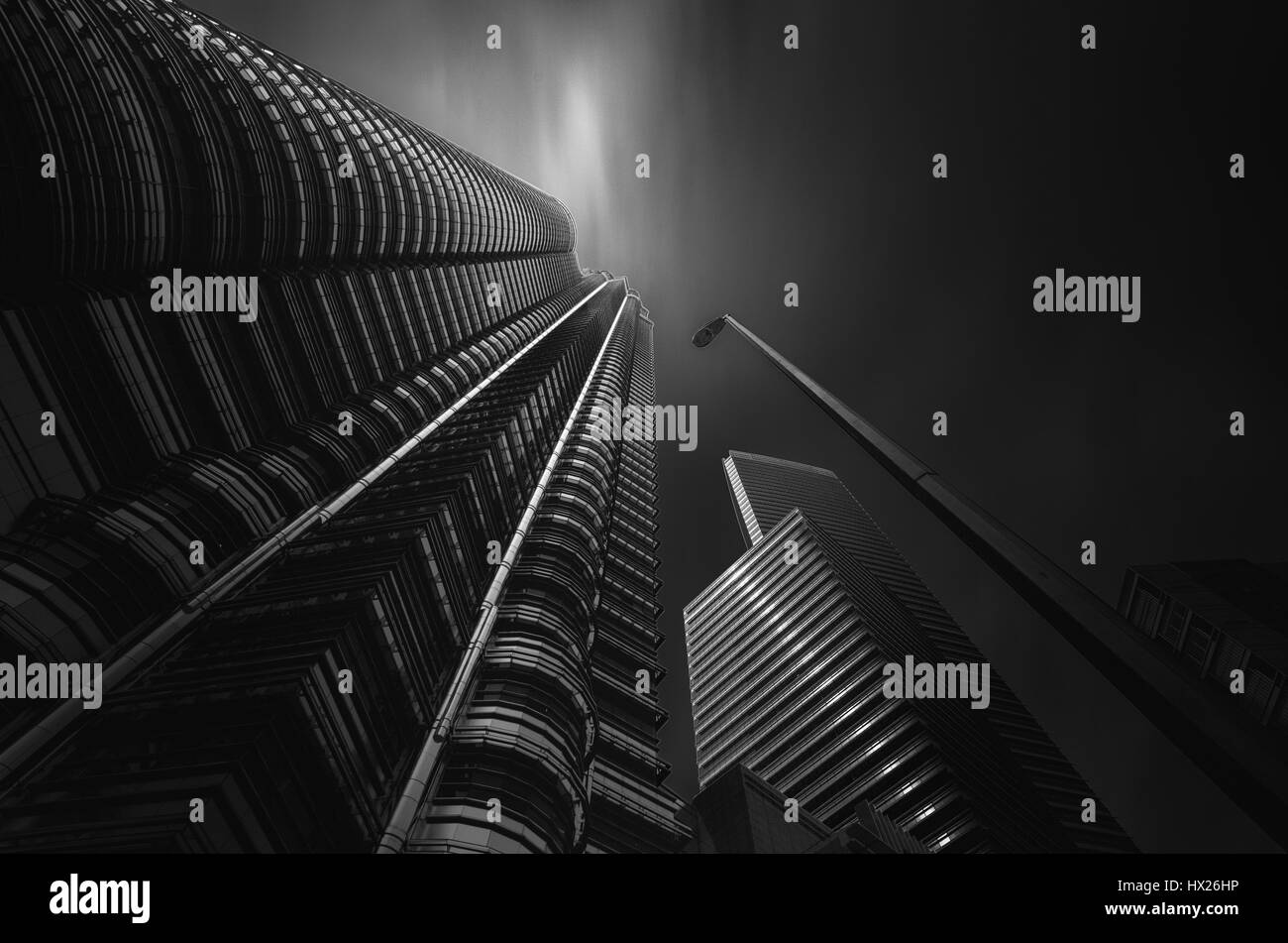 Shopping center downtown skyline Black and White Stock Photos & Images ...