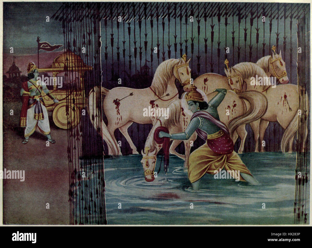 Krishna was cleaning the horses of Arjuna Stock Photo - Alamy