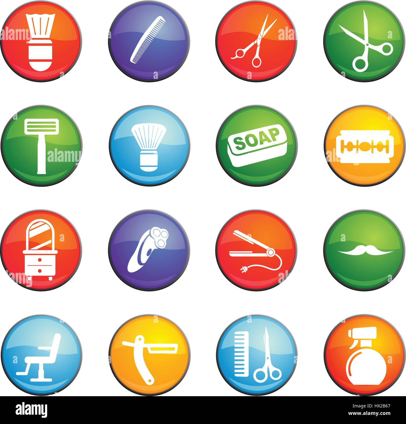 barbershop vector icons for user interface design Stock Vector Image ...