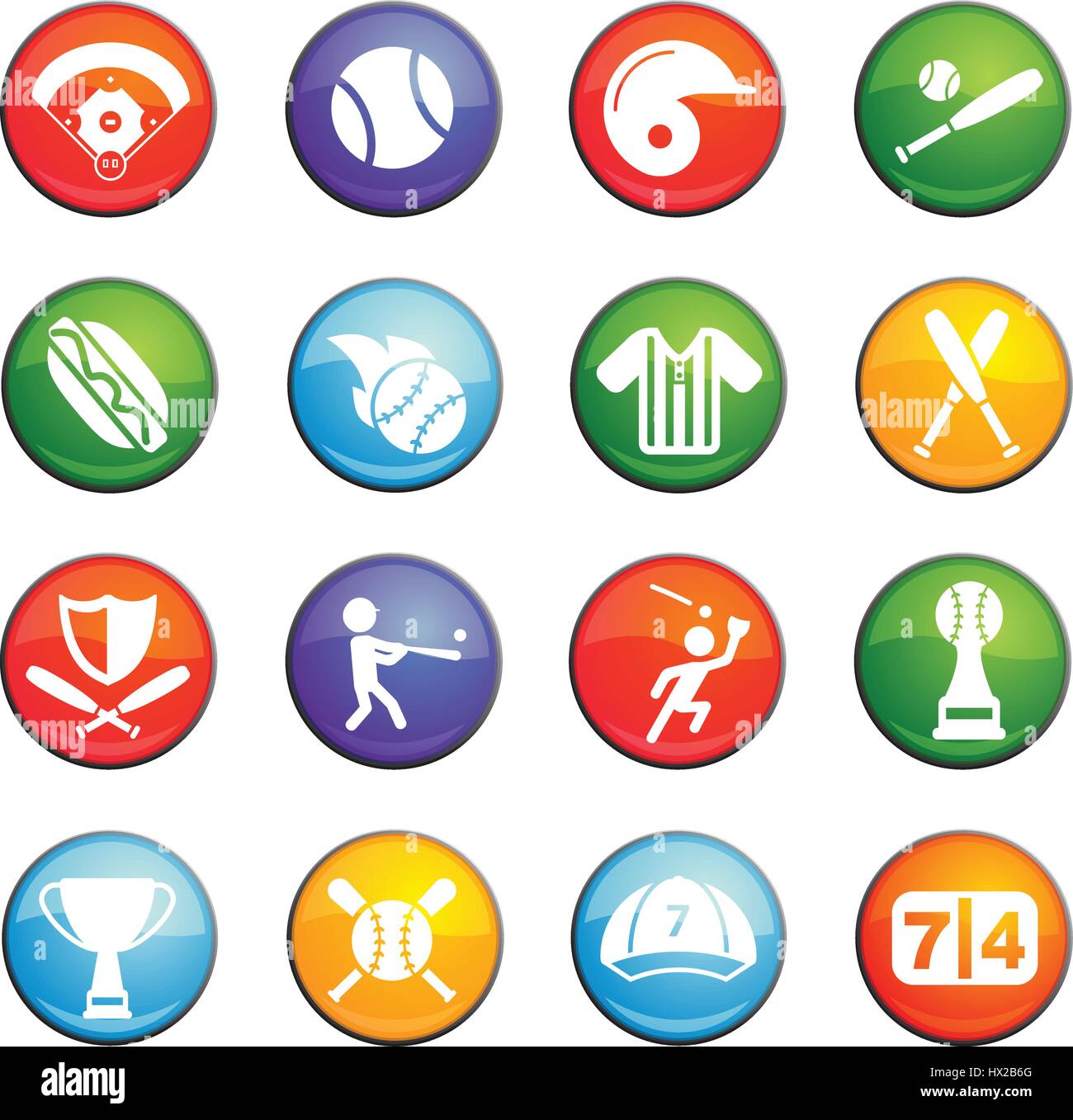 baseball vector icons for user interface design Stock Vector Image ...