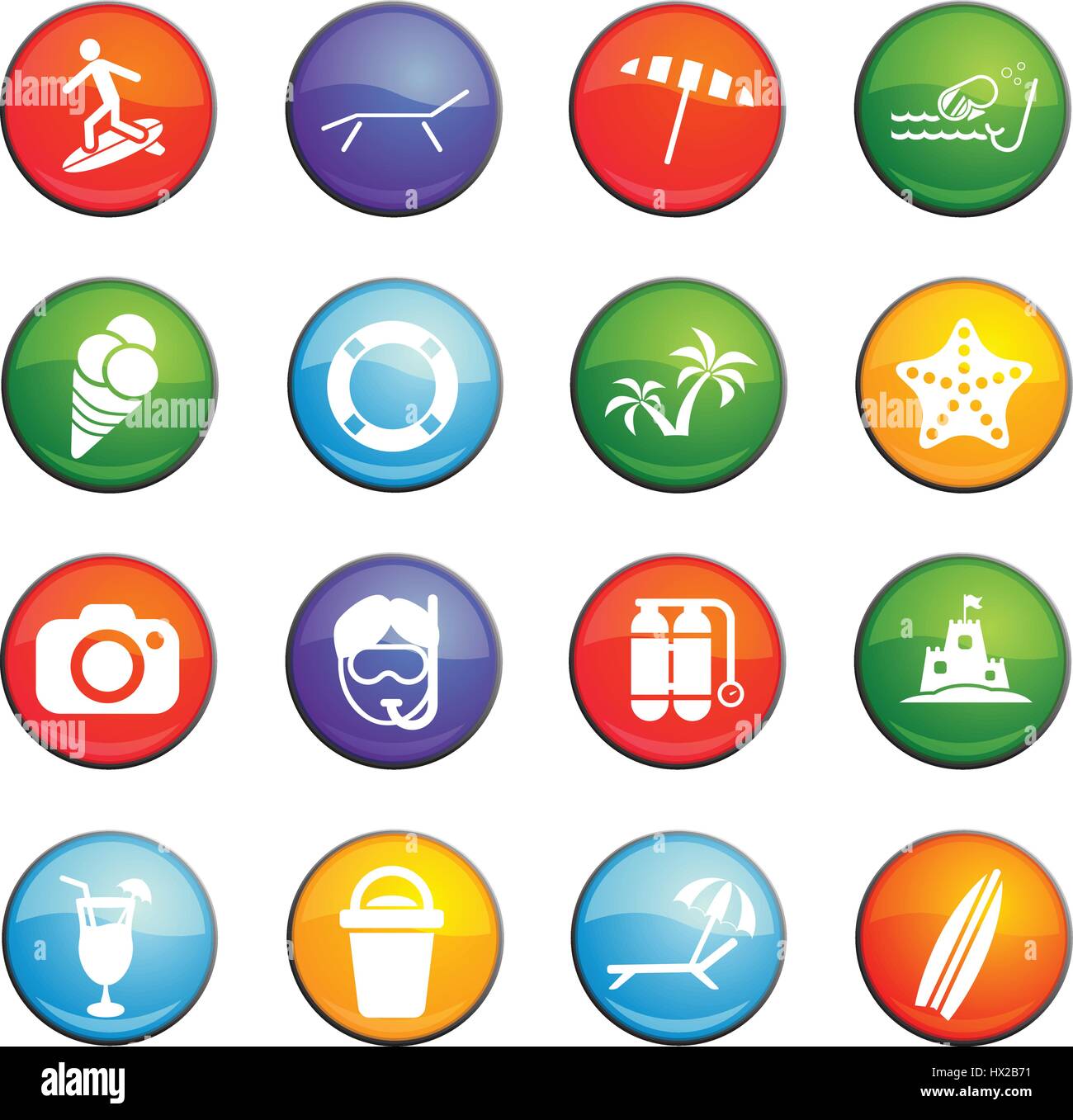 beach vector icons for user interface design Stock Vector Image & Art ...