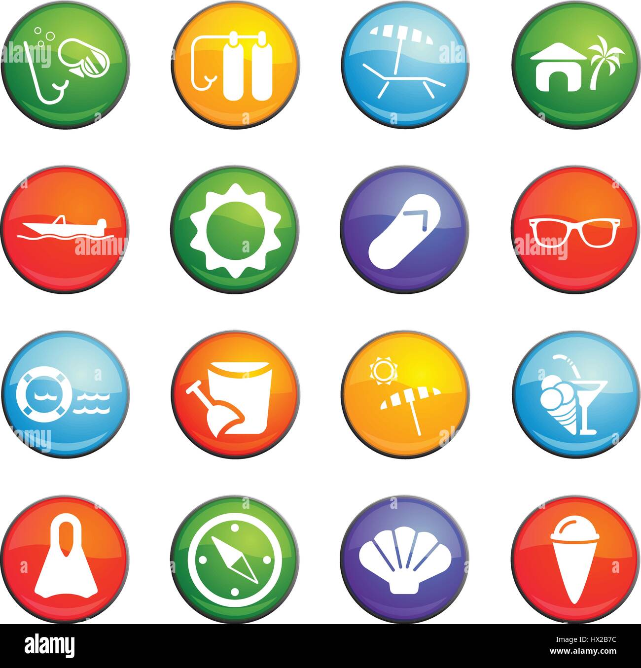 beach vector icons for user interface design Stock Vector Image & Art ...