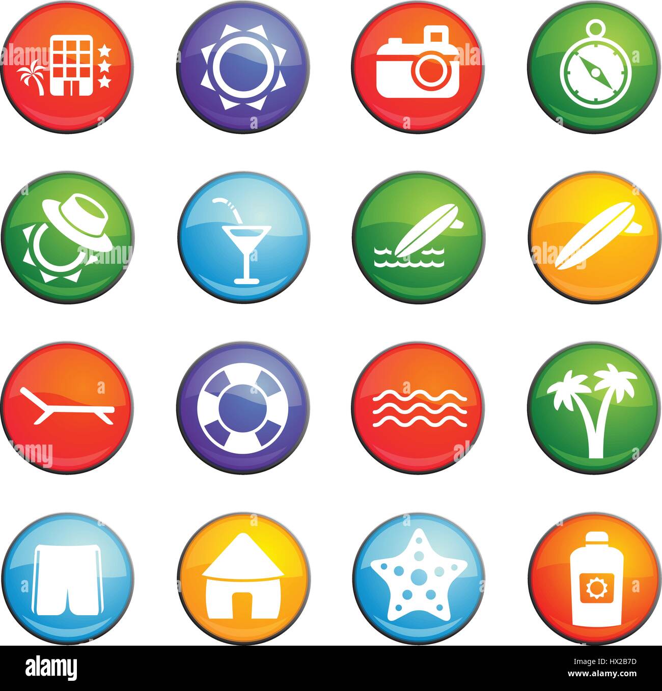 beach vector icons for user interface design Stock Vector Image & Art ...