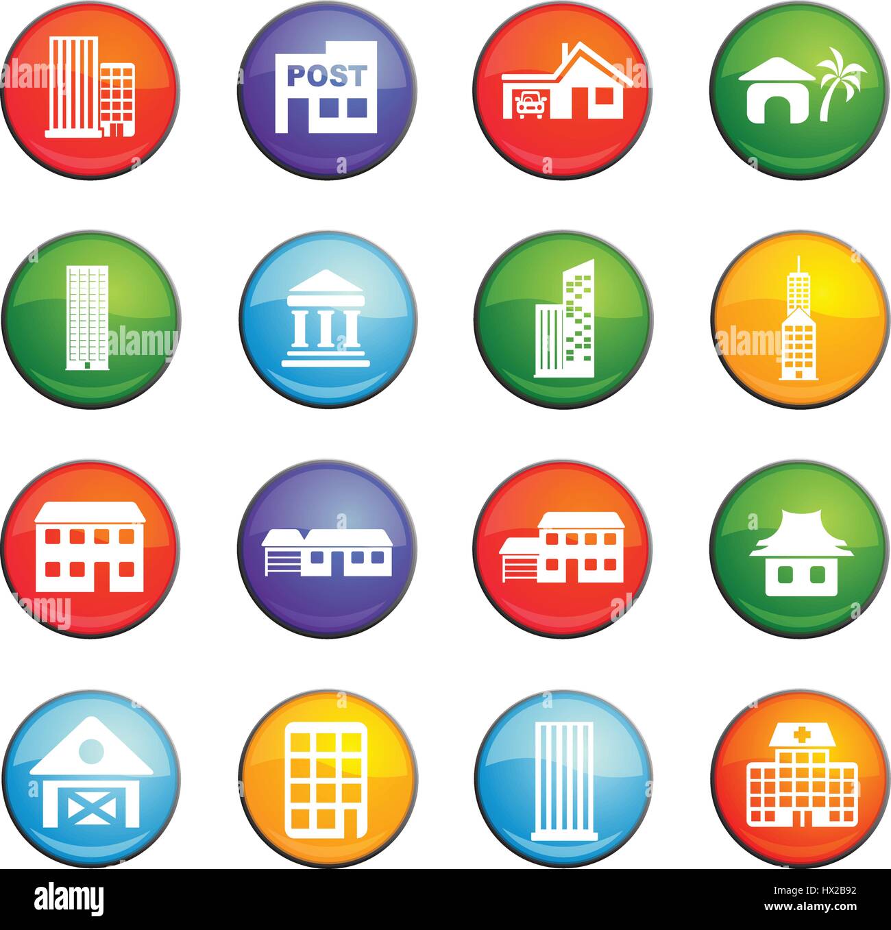buildings vector icons for user interface design Stock Vector Image ...