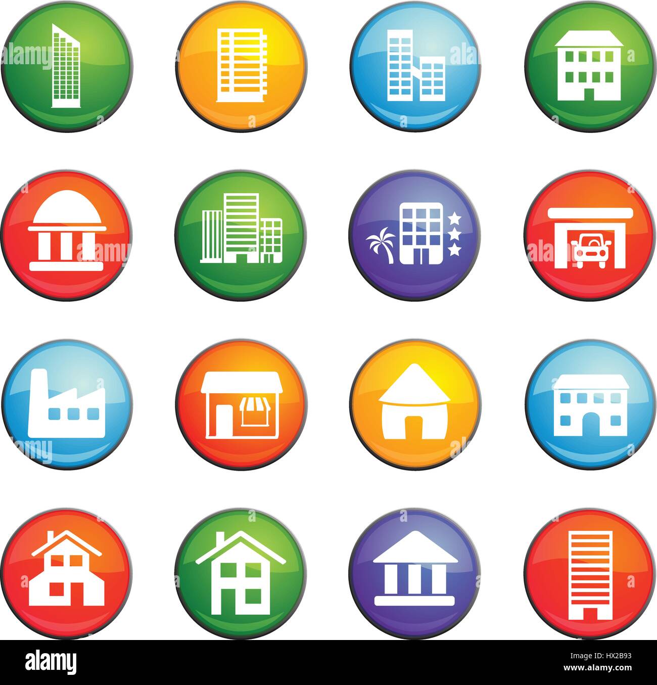 buildings vector icons for user interface design Stock Vector Image ...