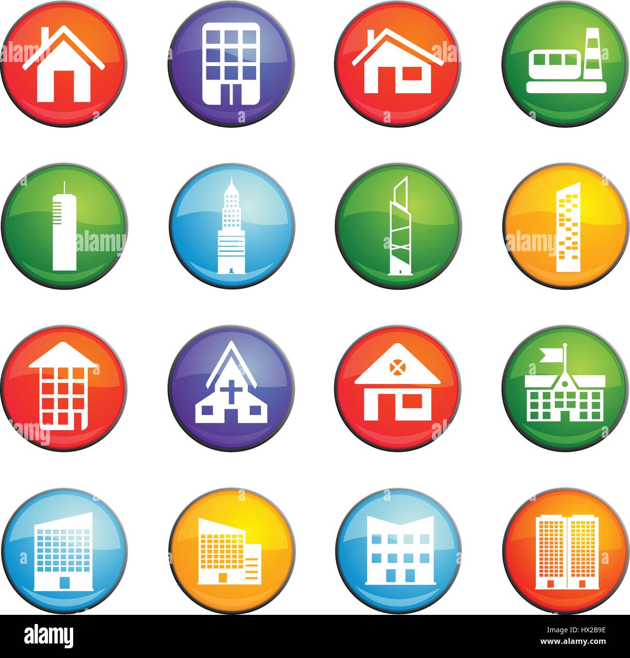 buildings vector icons for user interface design Stock Vector Image ...