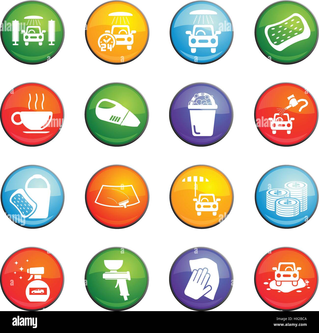 car wash vector icons for user interface design Stock Vector Image ...