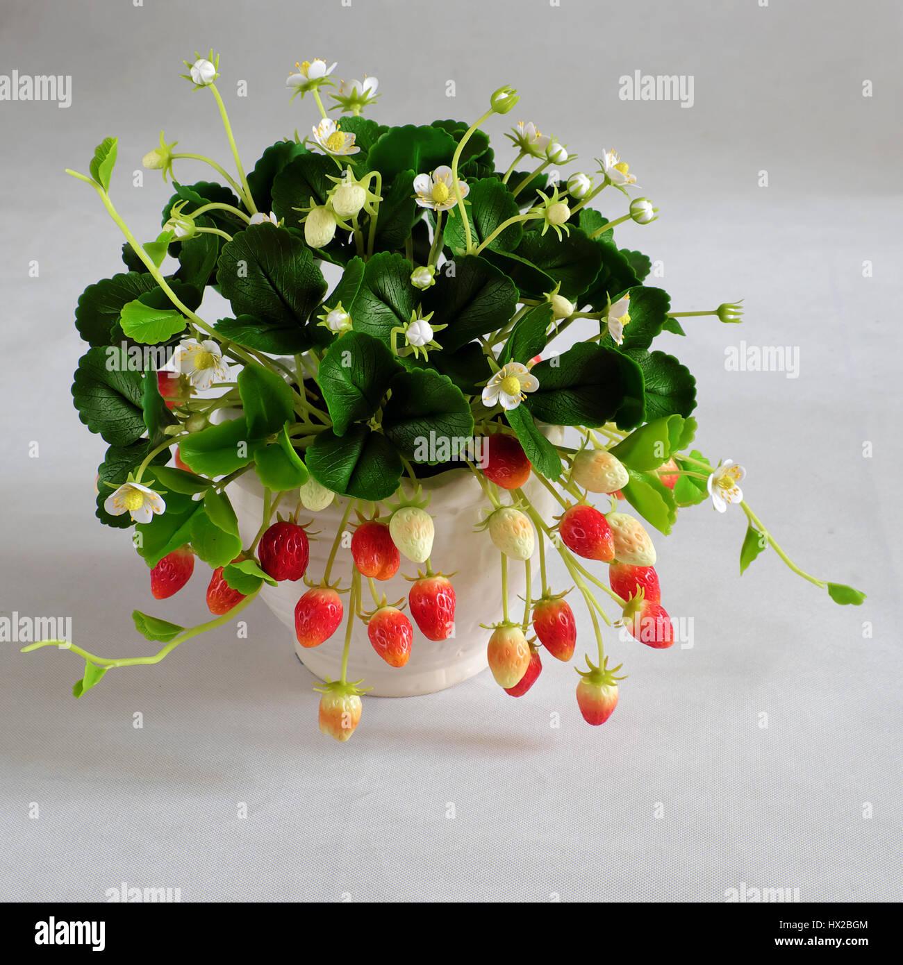 Amazing clay flower art with strawberry pot make from clay with white ...