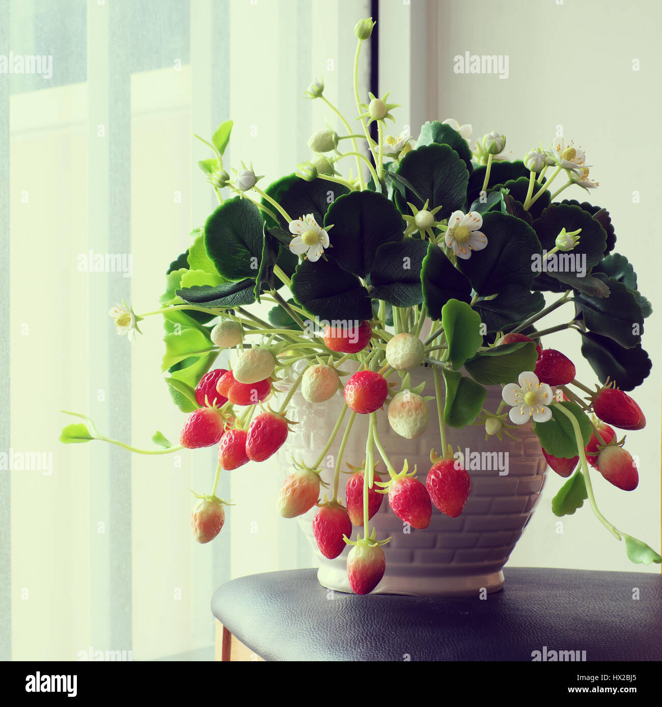 Amazing clay flower art with strawberry pot make from clay with white ...