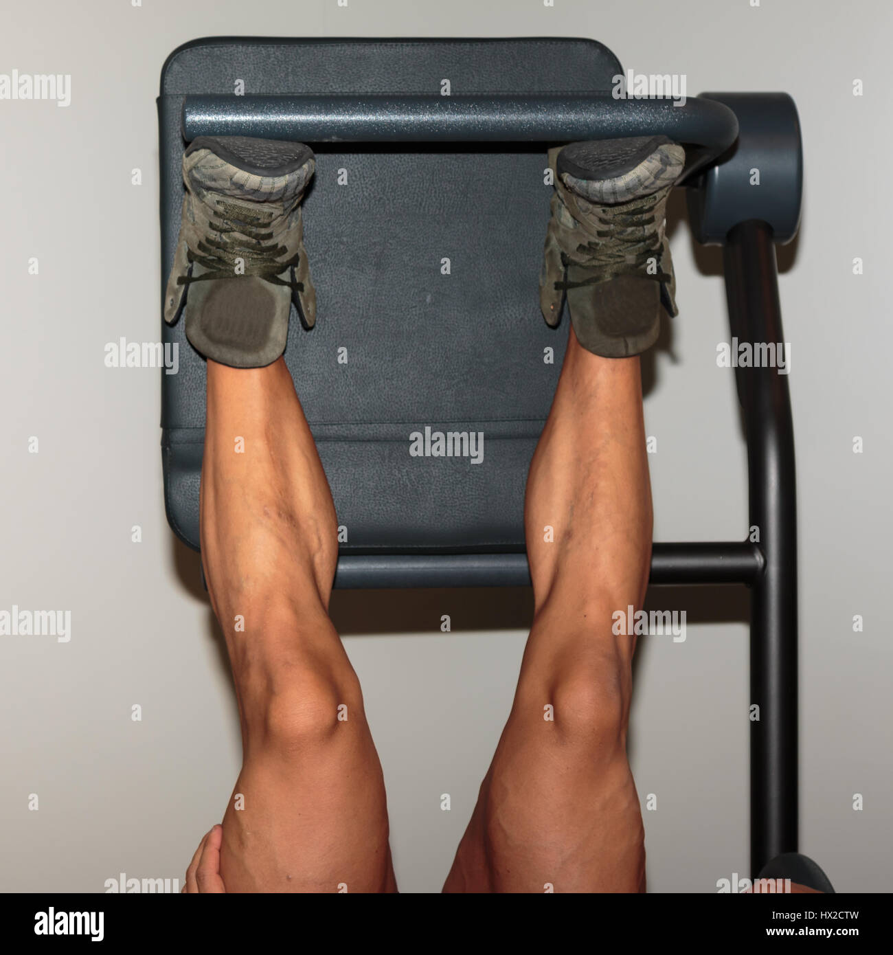 Fitness Workout in Gym: Closeup of Man doing Leg Press Exercises Stock ...