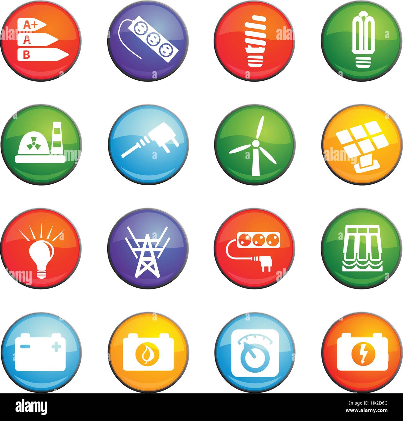 electricity vector icons for user interface design Stock Vector Image ...