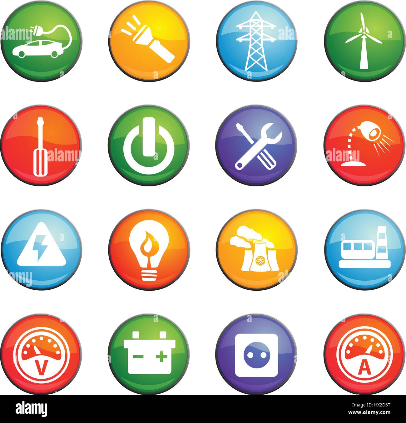 electricity vector icons for user interface design Stock Vector Image ...