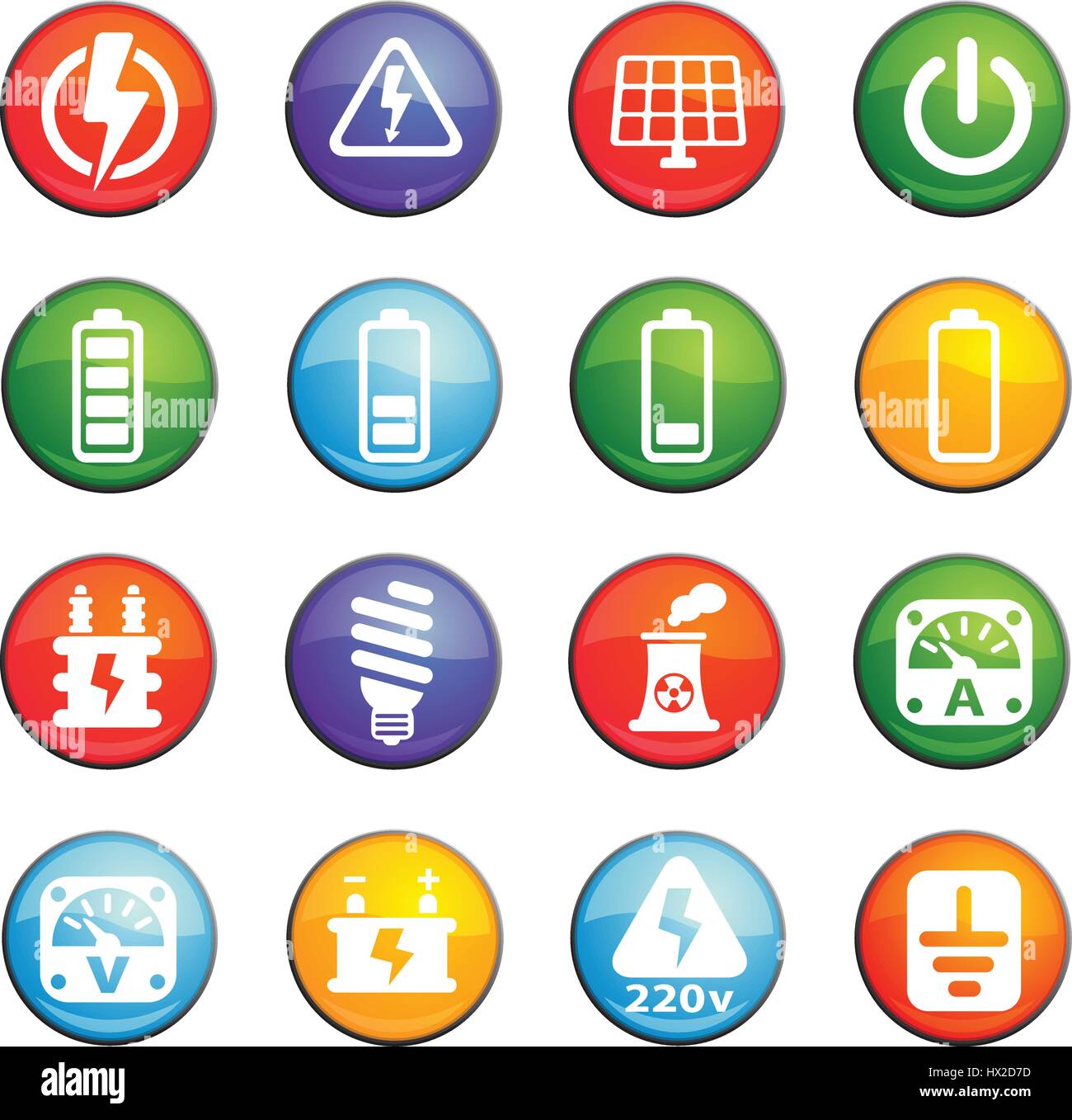 electricity vector icons for user interface design Stock Vector Image ...