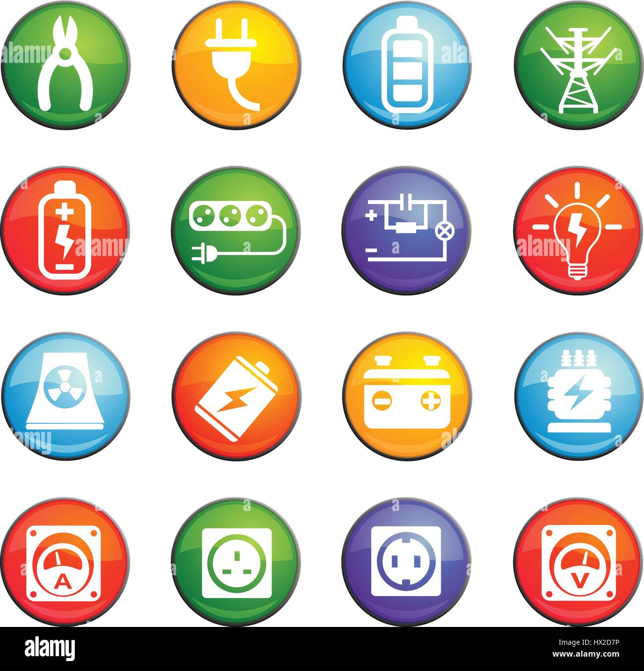 electricity vector icons for user interface design Stock Vector Image ...