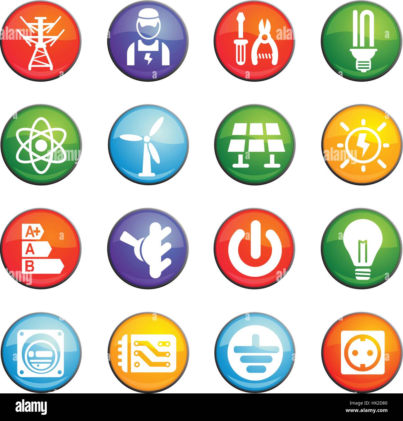electricity vector icons for user interface design Stock Vector Image ...