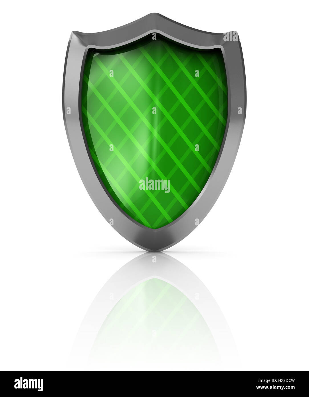 3d illustration of green shield over white background Stock Photo - Alamy