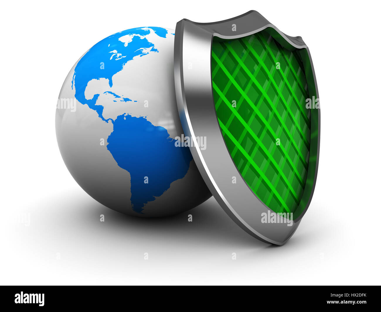 abstract 3d illustration of earth globe with green shield Stock Photo ...