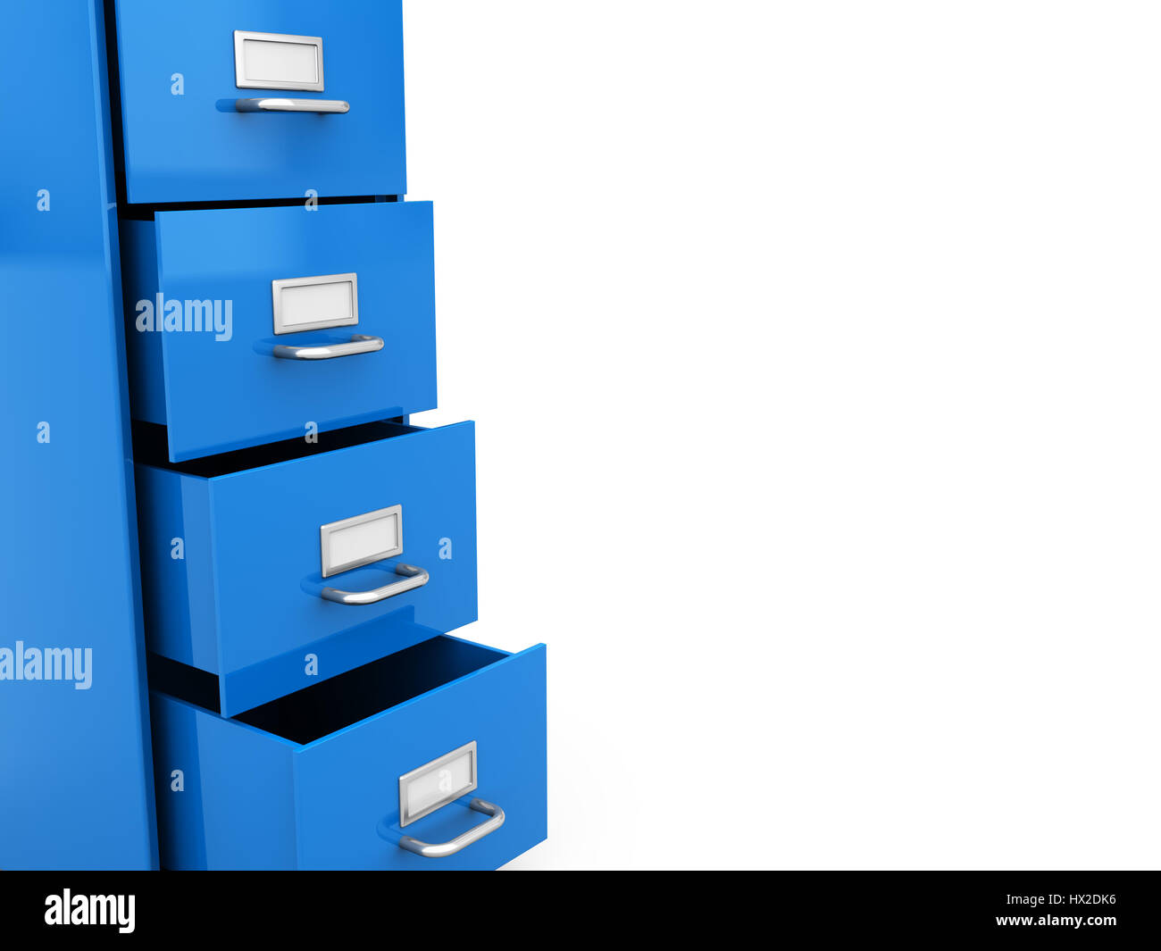 3d illustration of office shelf at left side over white background ...