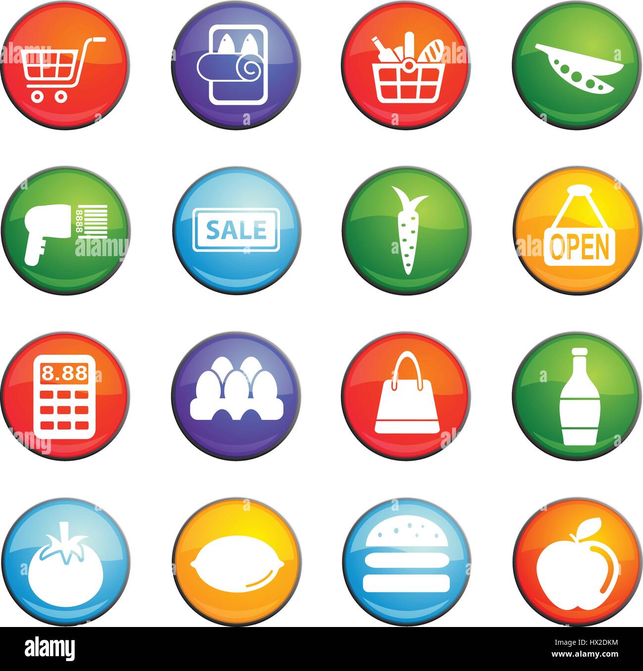 grocery store vector icons for user interface design Stock Vector Image ...