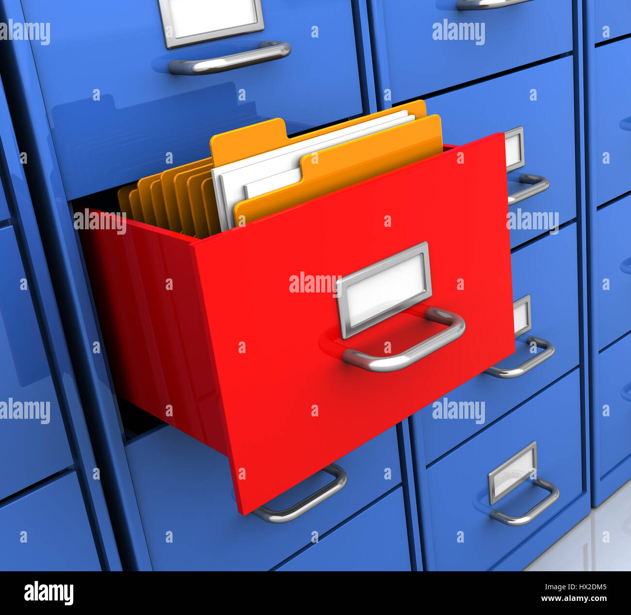 3d illustration of office shelf with document folders inside Stock ...