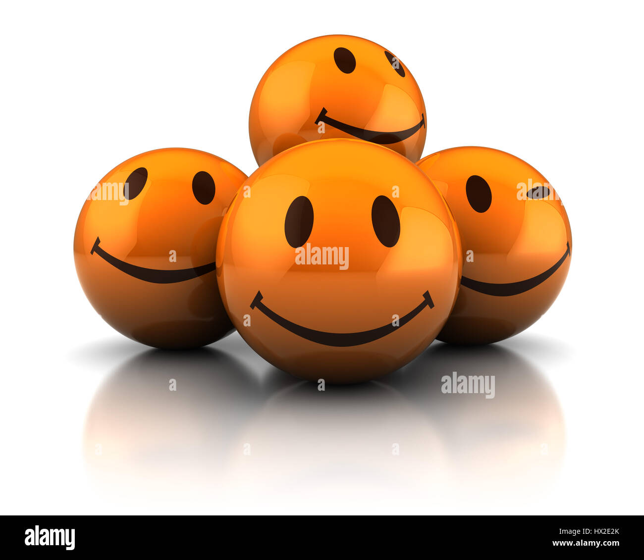 abstract 3d illustration of happy faces heap, over white background ...