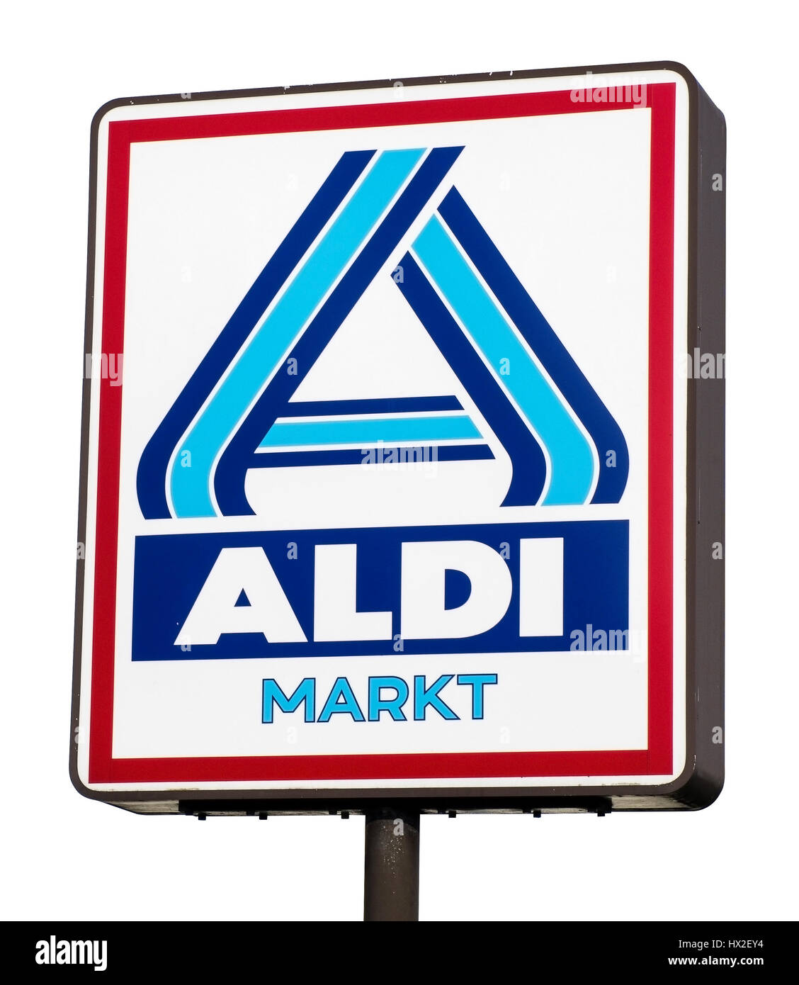 (isolated) Aldi supermarket logo sign display Stock Photo - Alamy