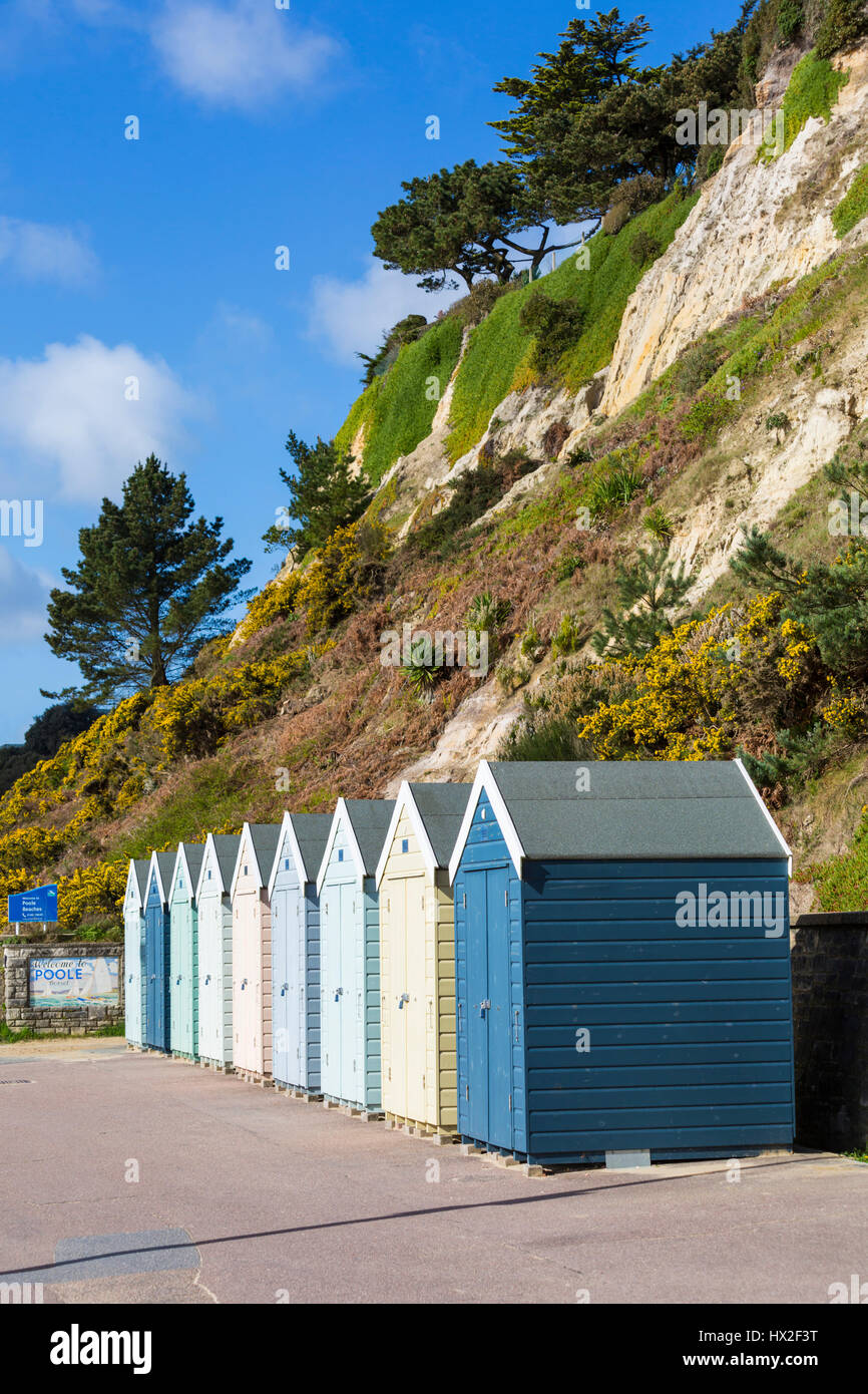 Beach huts at Alum Chine, Bournemouth, Dorset in March Stock Photo - Alamy