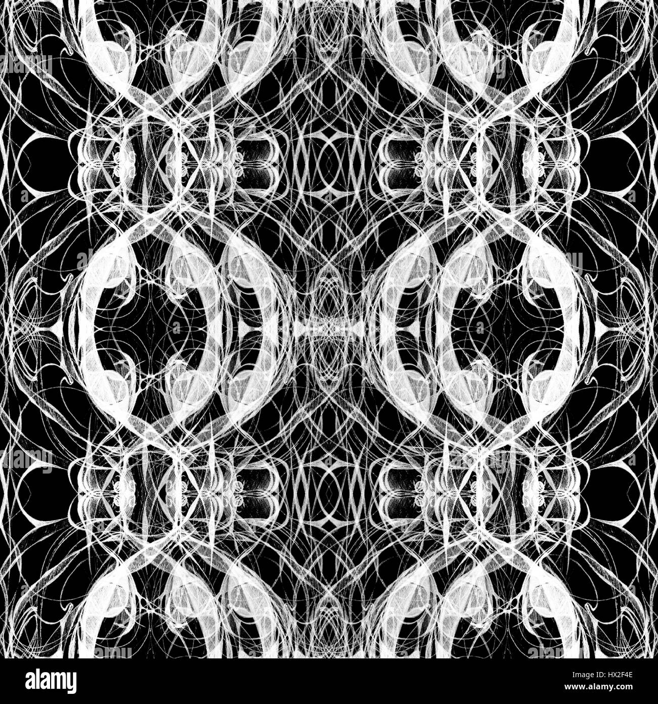 Seamless abstract kaleidoscope pattern. Hand drawn curly shapes, wavy ...