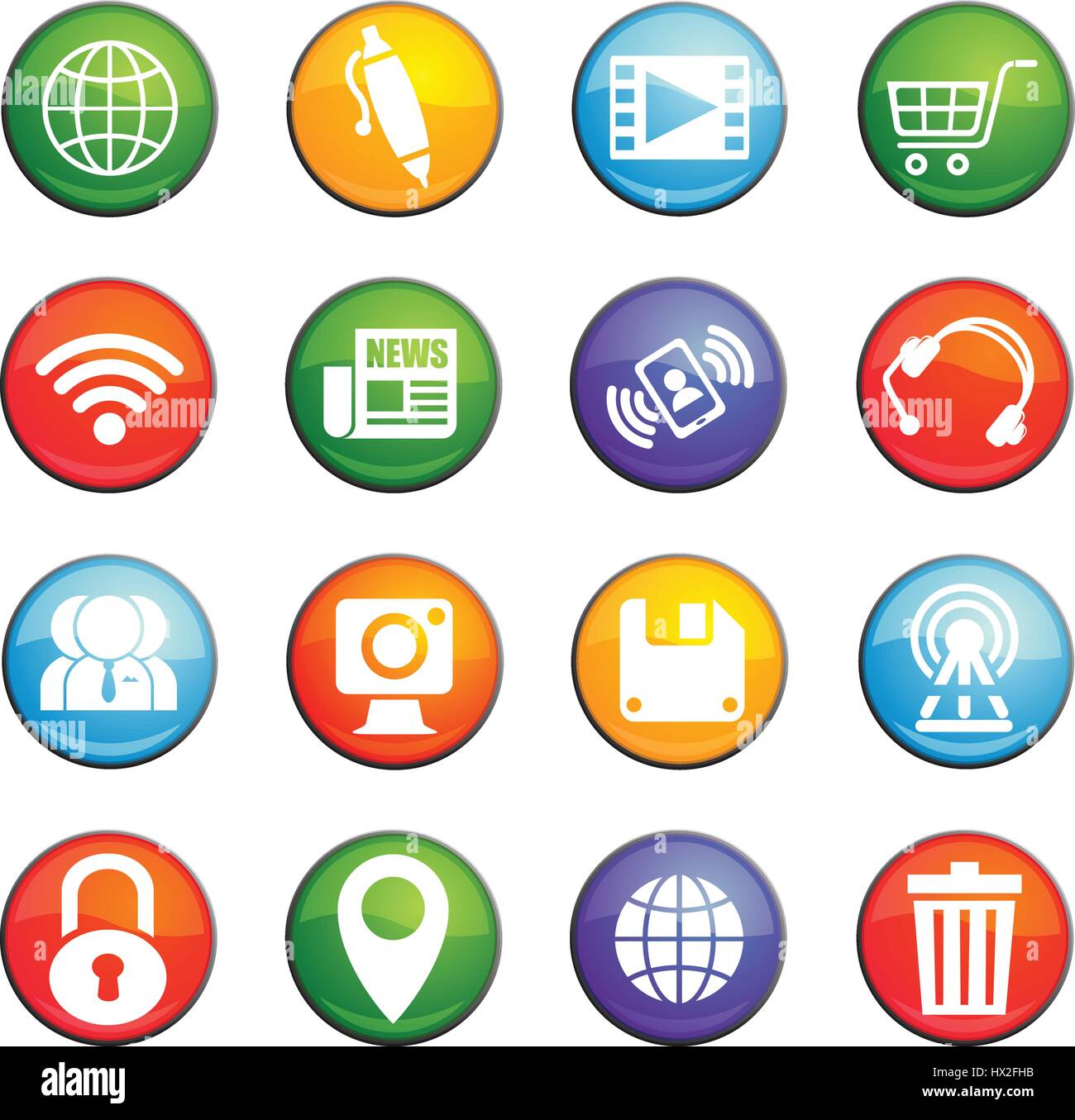 media vector icons for user interface design Stock Vector Image & Art ...
