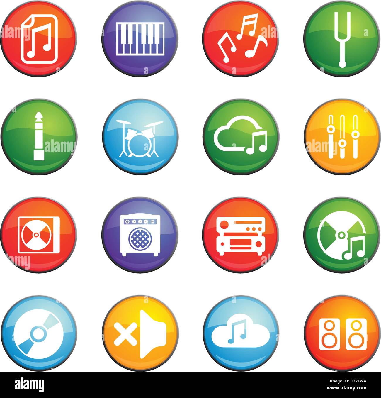 music vector icons for user interface design Stock Vector Image & Art ...