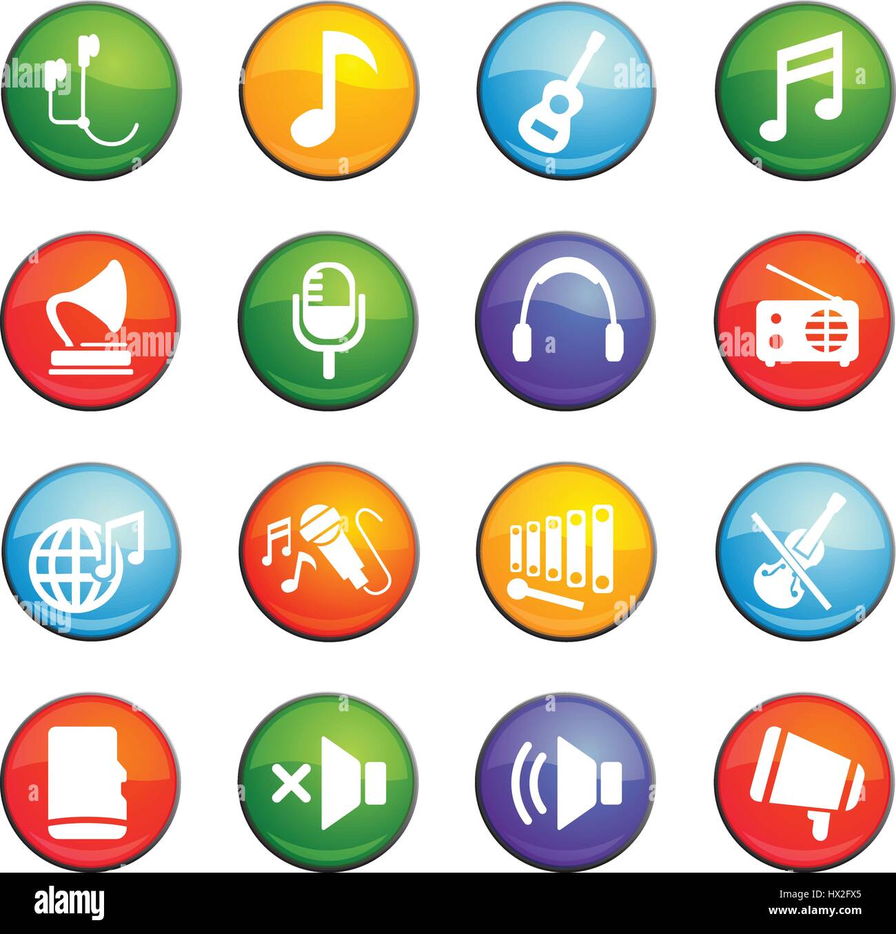 music vector icons for user interface design Stock Vector Image & Art ...