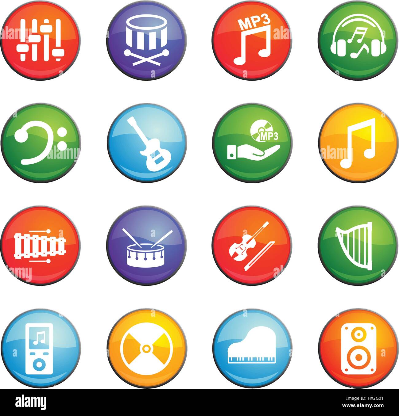 music vector icons for user interface design Stock Vector Image & Art ...