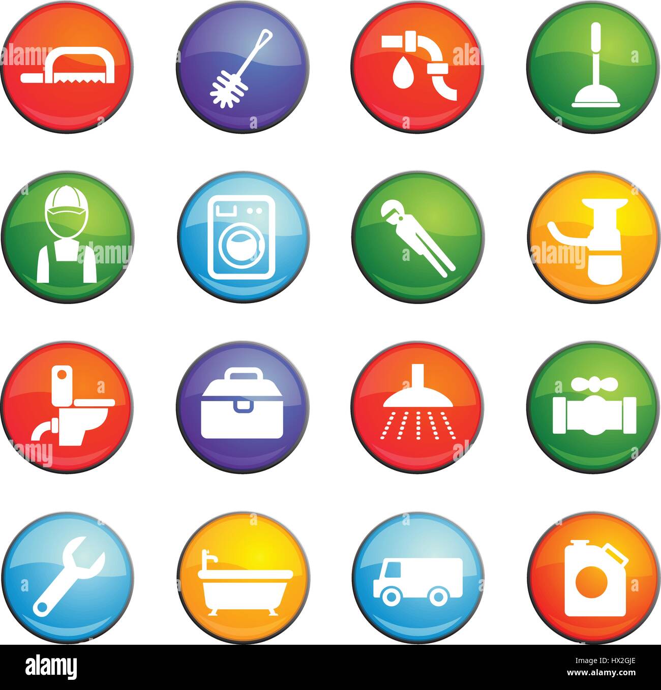 plumbing service vector icons for user interface design Stock Vector ...