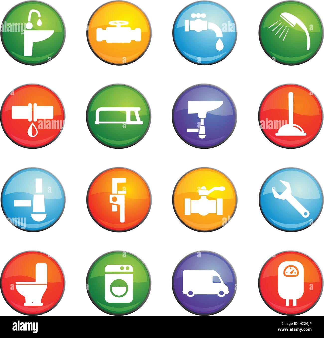 plumbing service vector icons for user interface design Stock Vector ...
