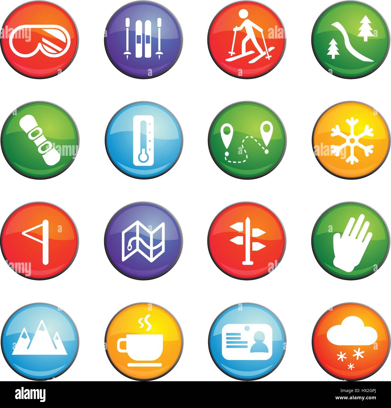 skiing vector icons for user interface design Stock Vector Image & Art ...