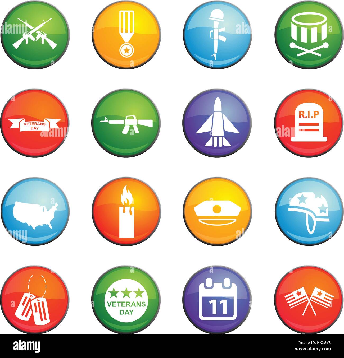 veterans day vector icons for user interface design Stock Vector Image ...
