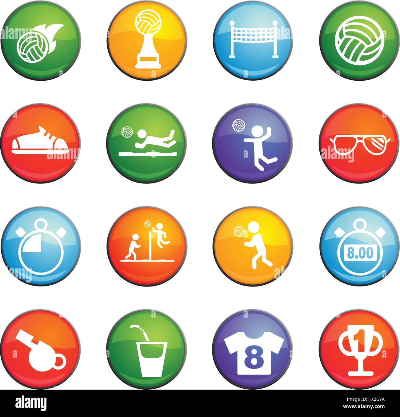 volleyball vector icons for user interface design Stock Vector Image ...