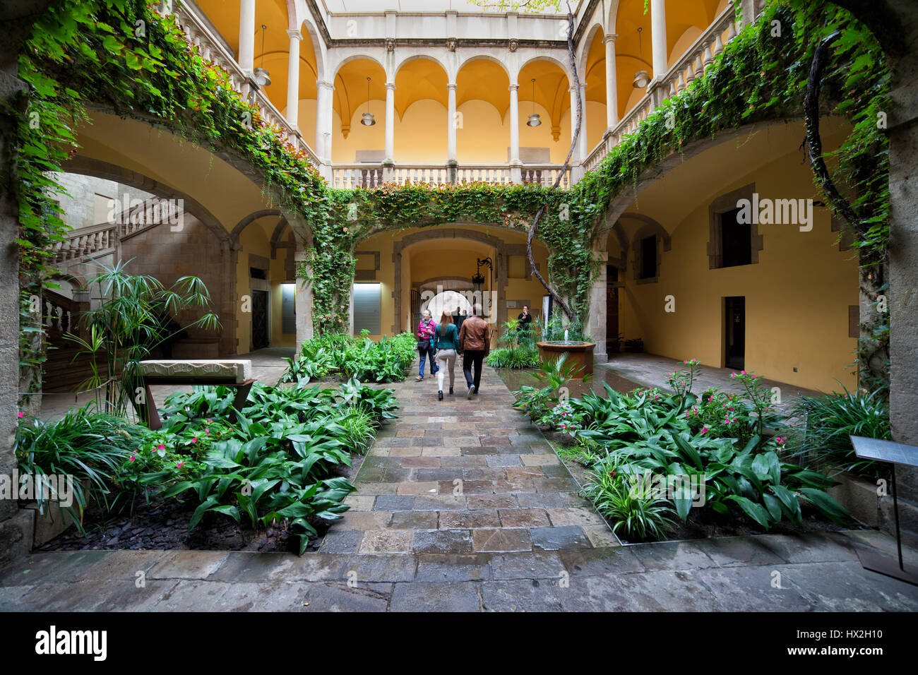 Patio of Palau del Lloctinent, courtyard with garden of converted 16th ...