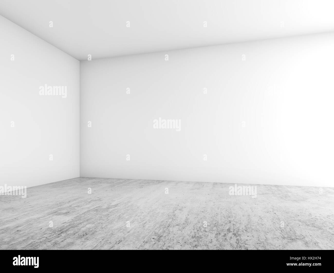 Abstract empty interior background, blank white walls and concrete ...