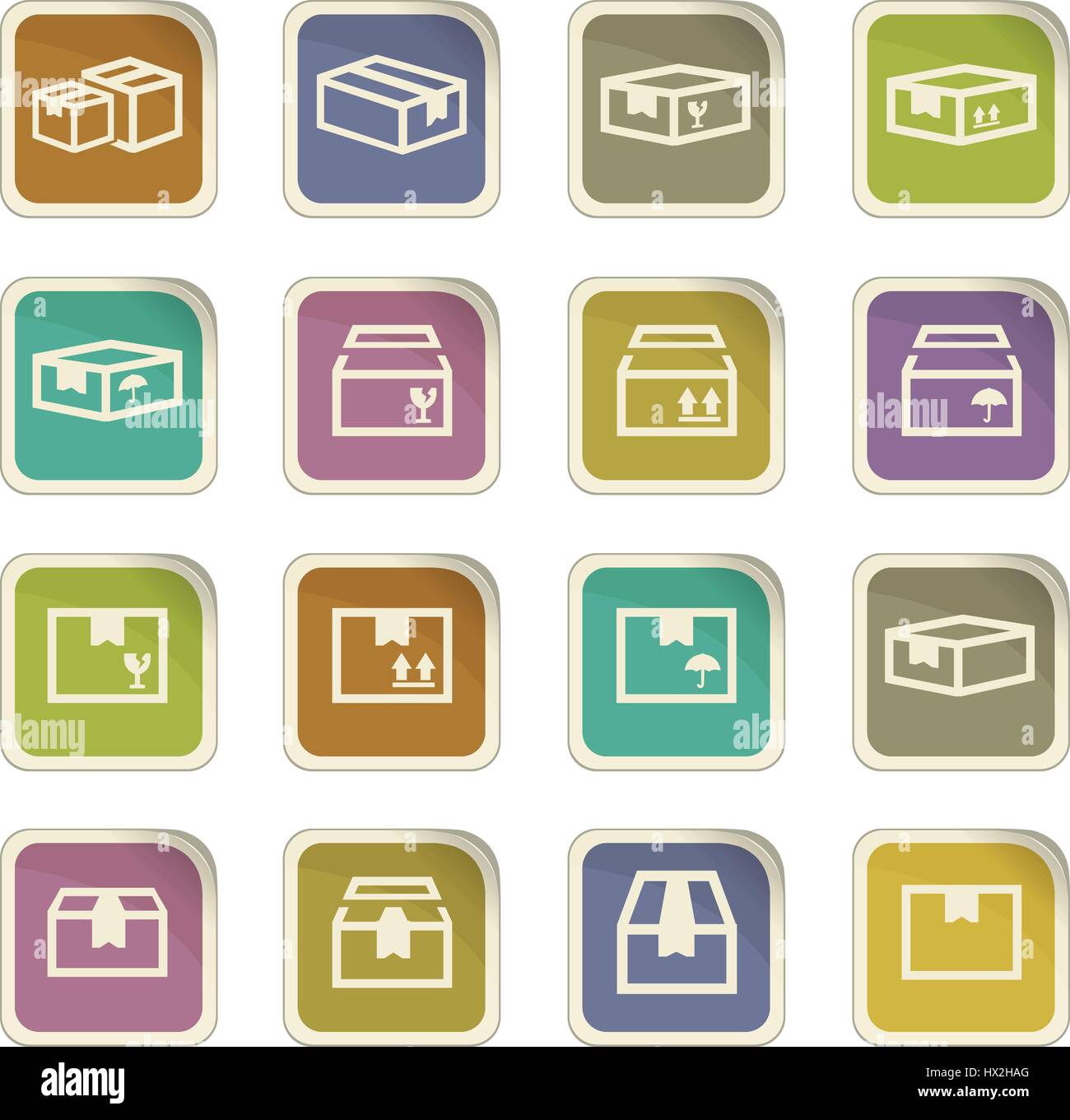 Simple set of box and crates related vector icons for your design Stock ...