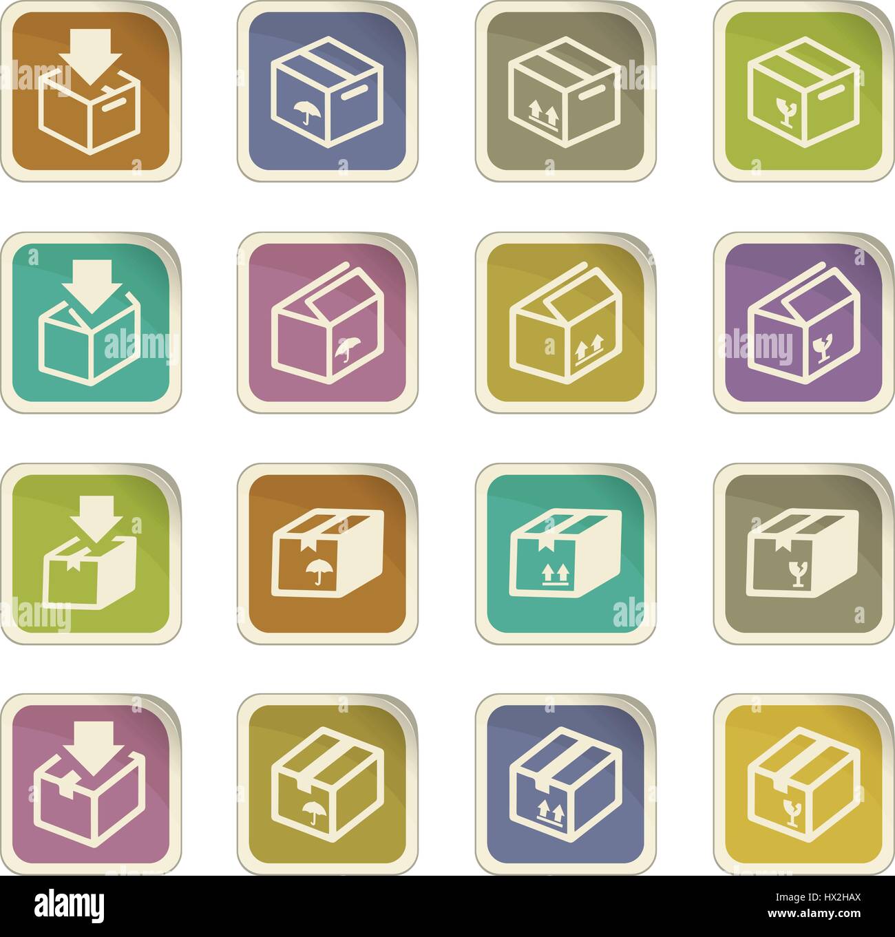 Simple set of box and crates related vector icons for your design Stock ...