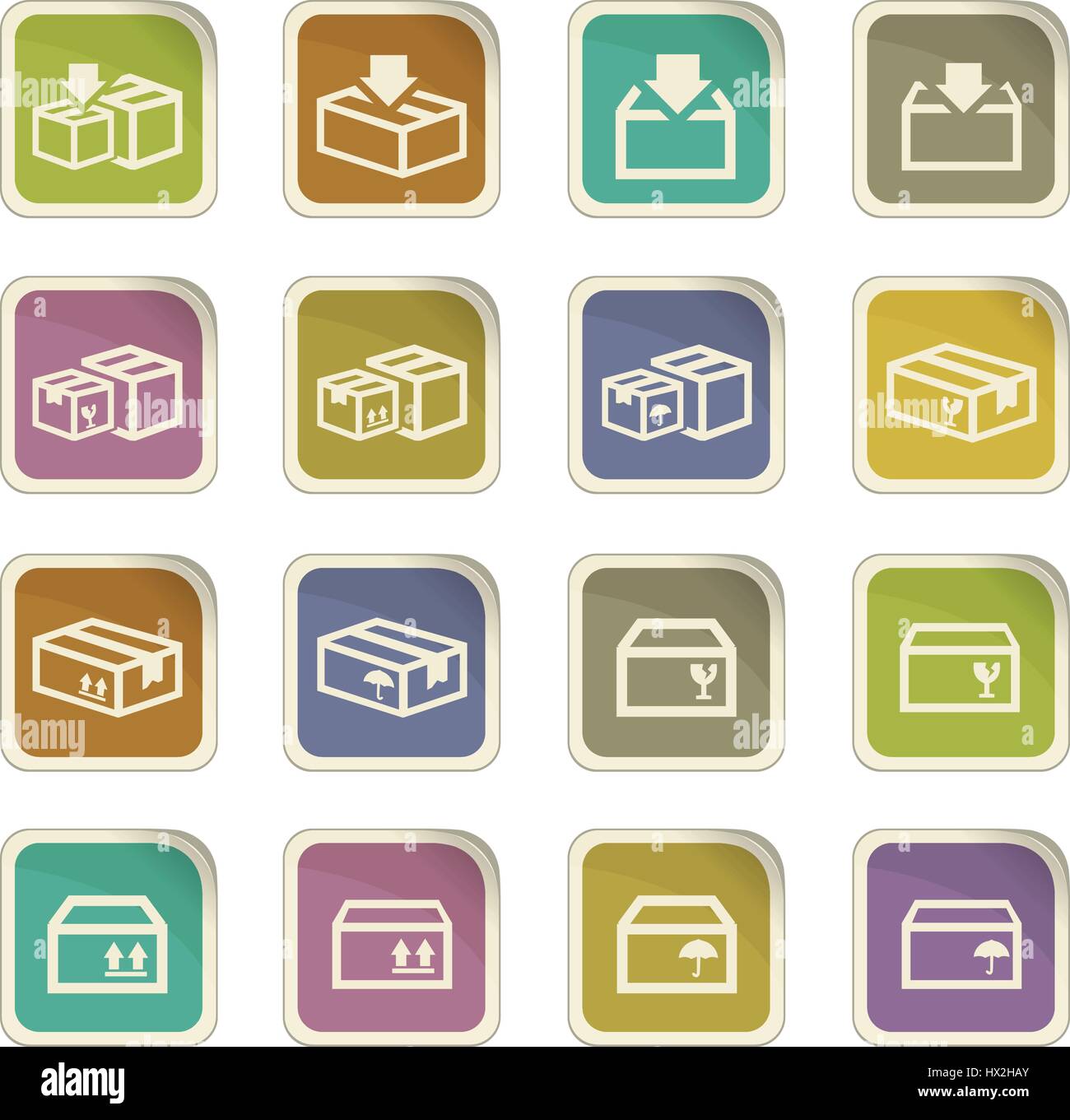 Simple set of box and crates related vector icons for your design Stock ...