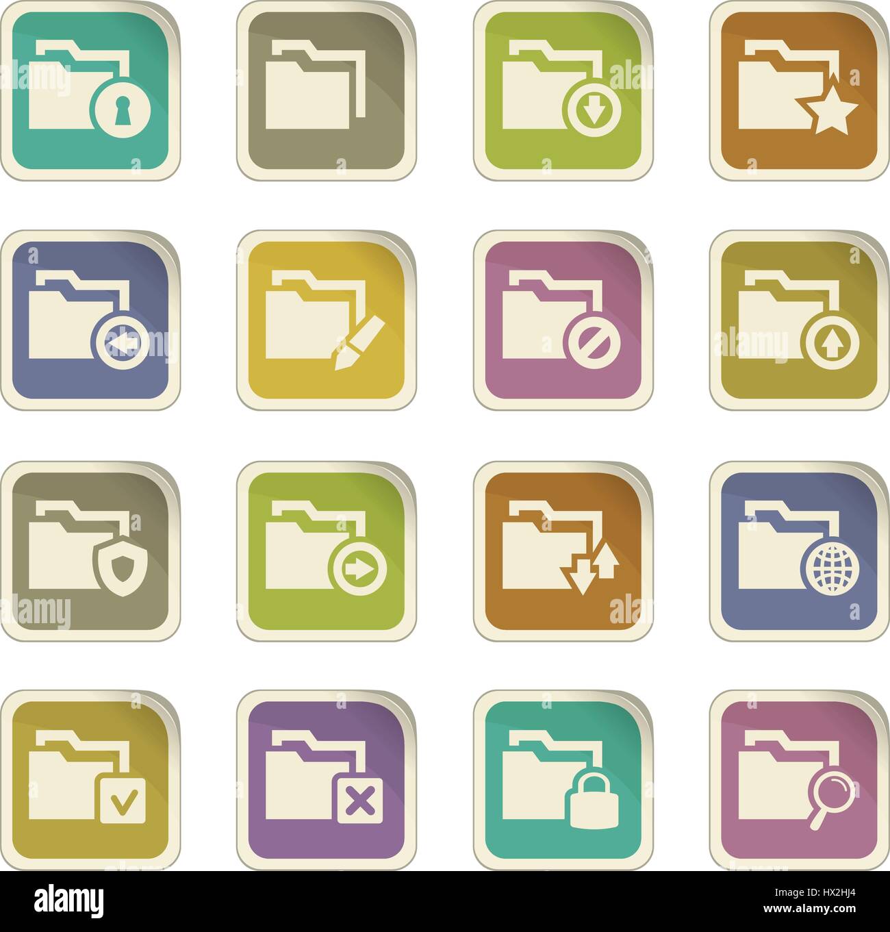 Folders icon set for web sites and user interface Stock Vector Image ...