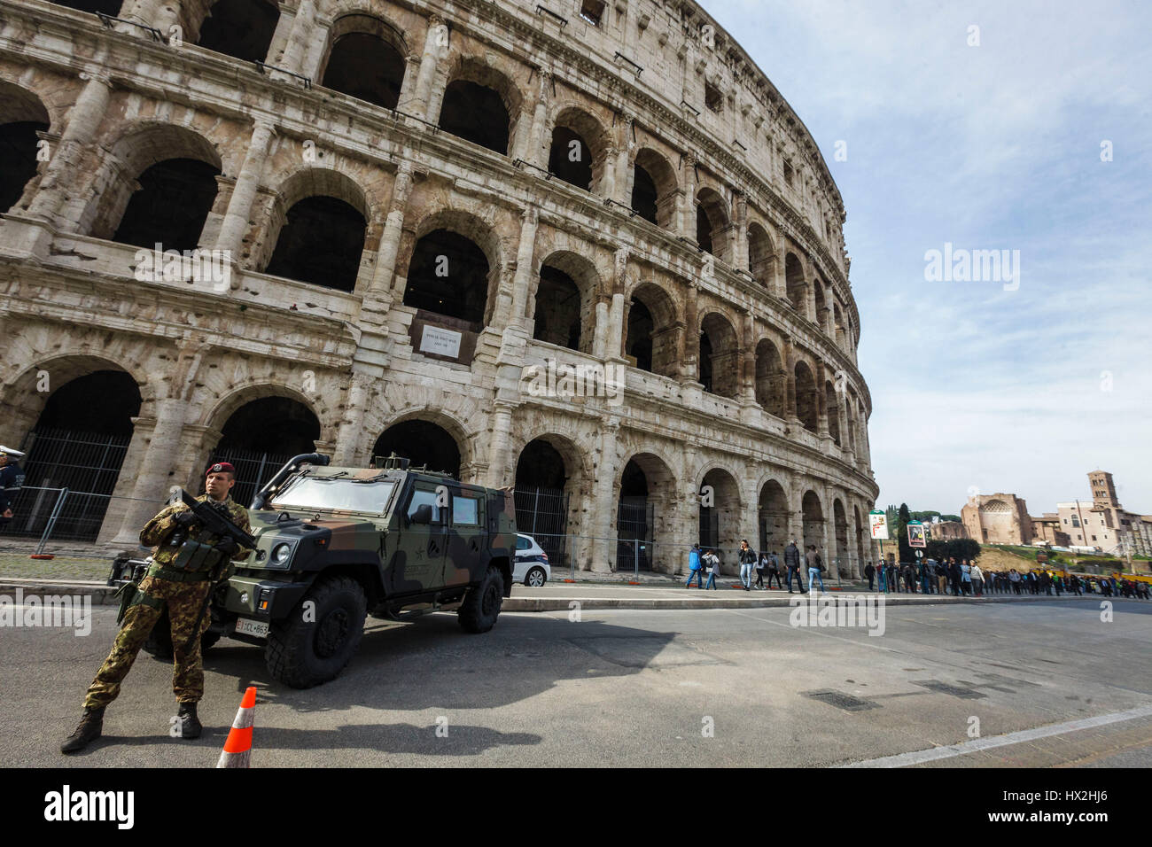 Rome, Italy. 24th Mar, 2017. Italian military corps stands in front of ...
