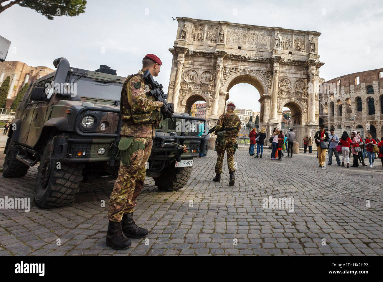 Rome, Italy. 24th Mar, 2017. Italian military corps stands in front of ...