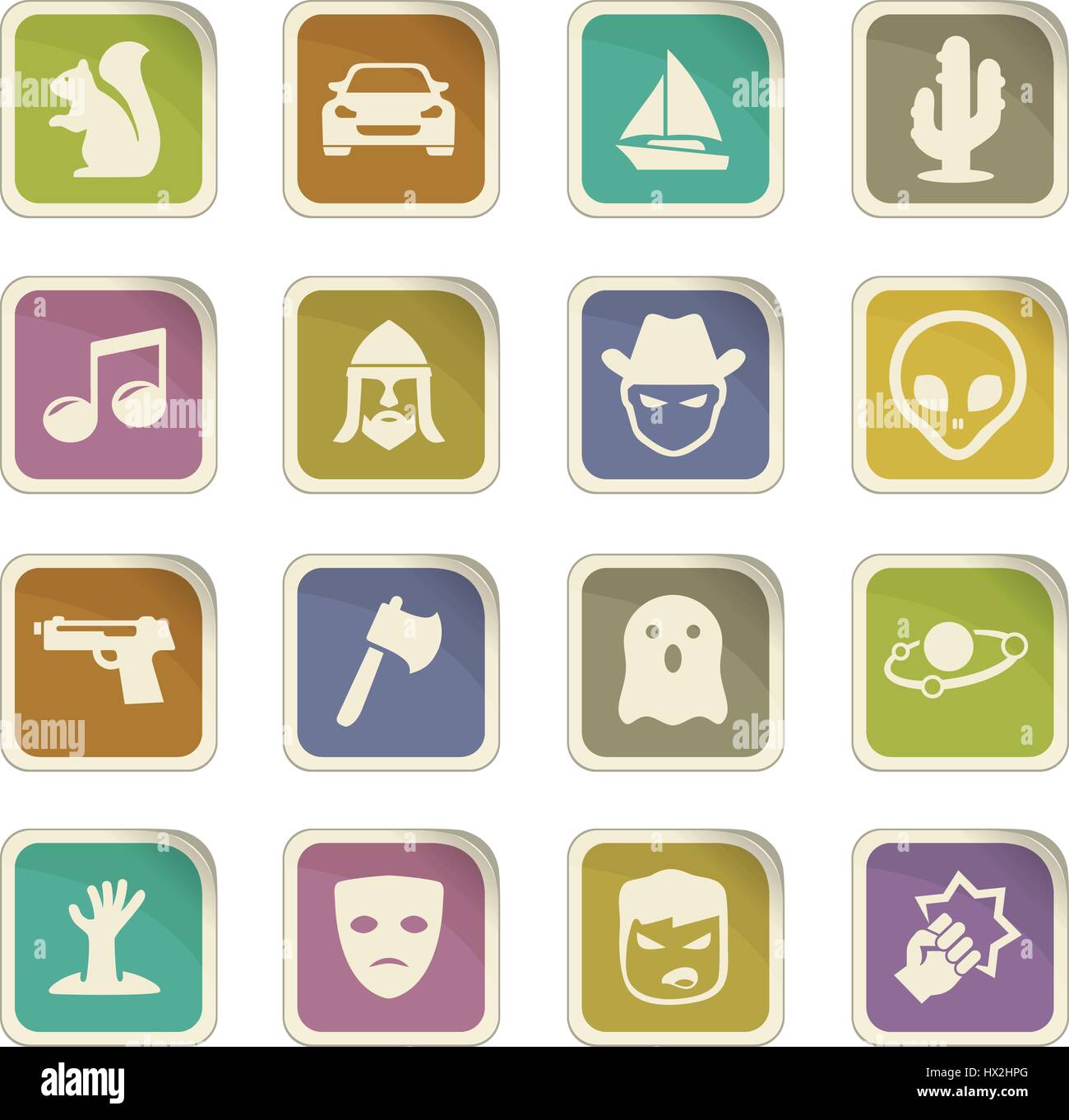 Set of movie genres black icons isolated on white. Vector illustration ...