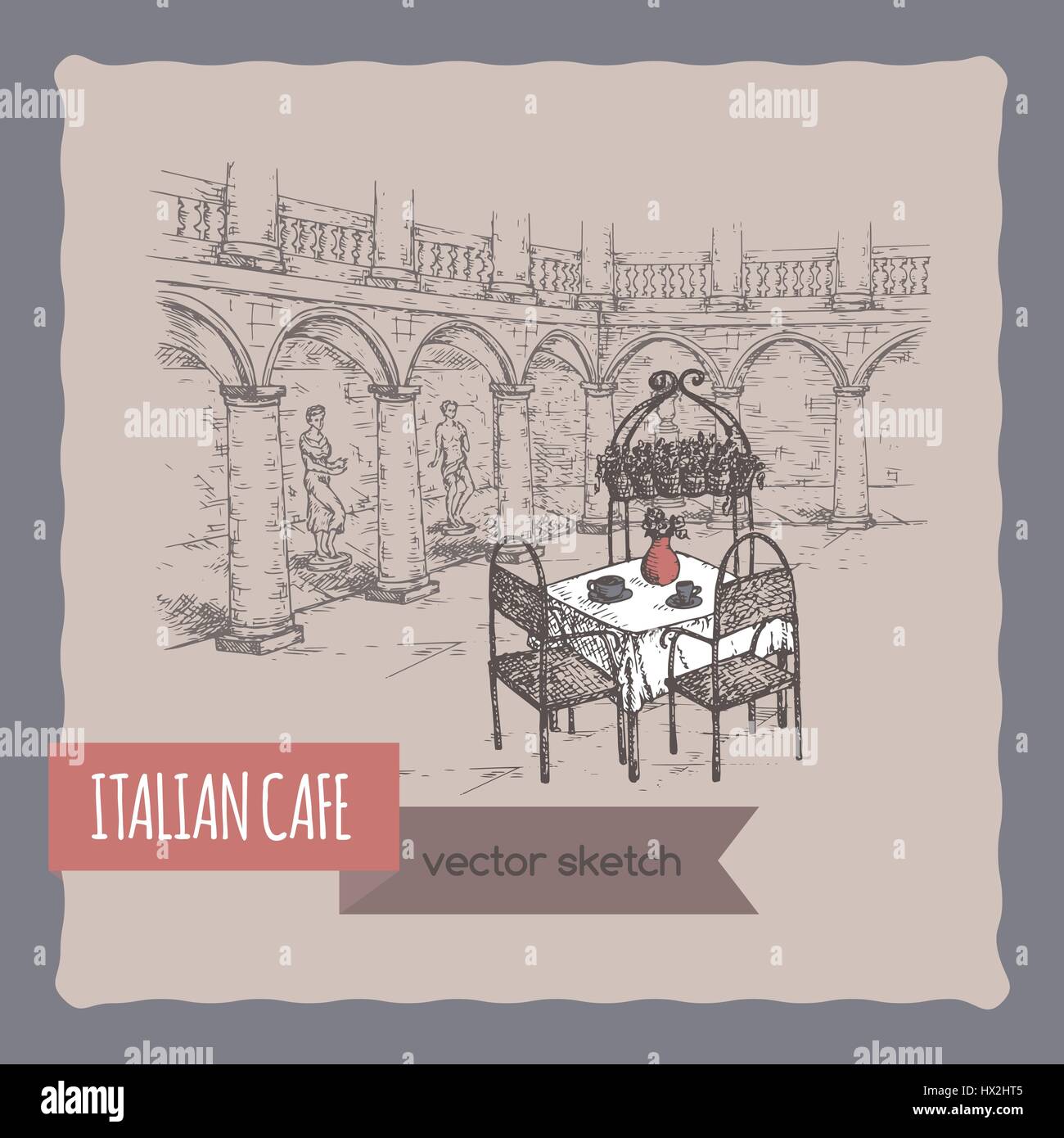 Cafe sidewalk italy Stock Vector Images - Alamy