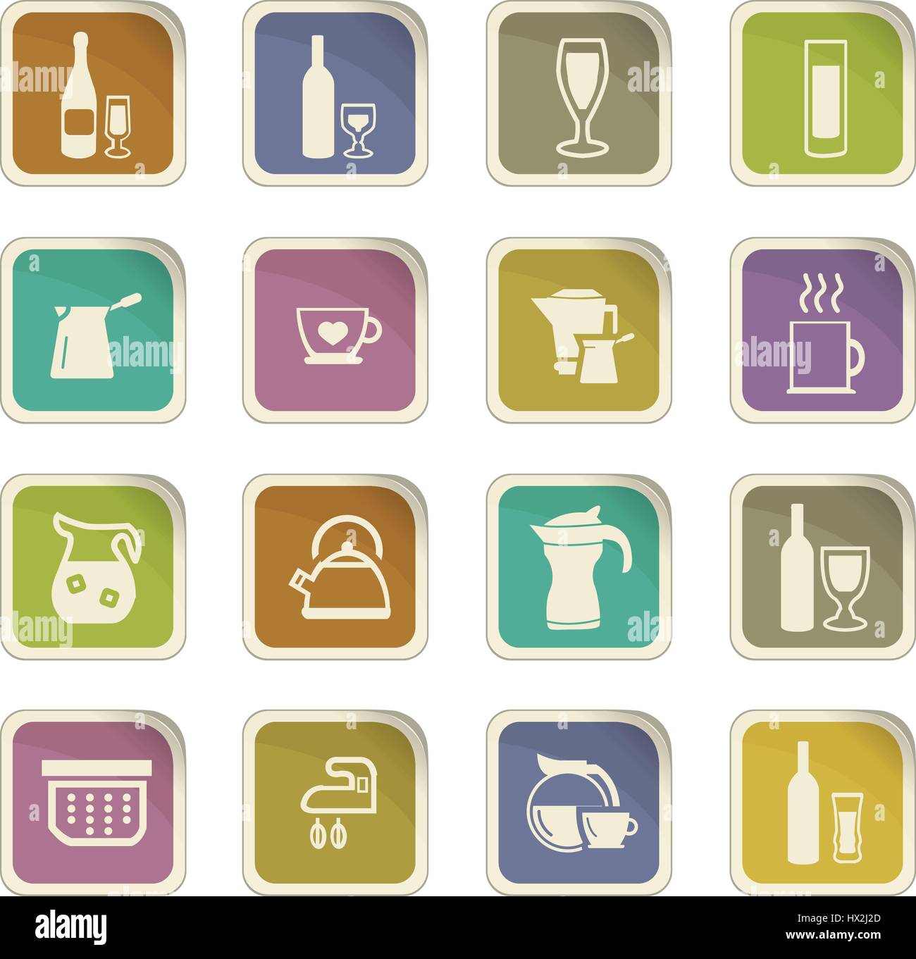 Utensils for the preparation of beverages icon set for web sites and ...