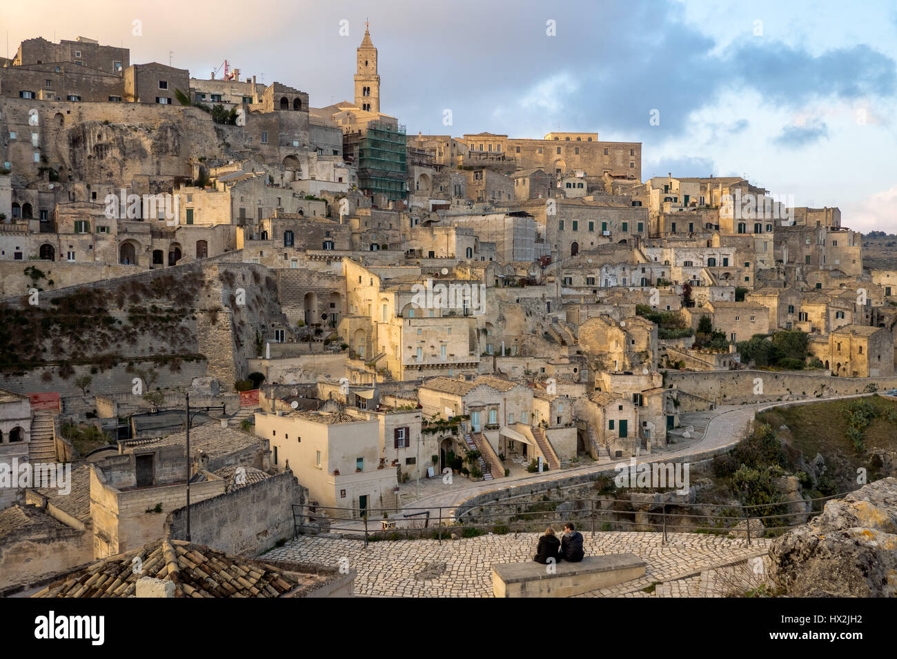 Panorama of the ancient town of Matera at the sunset Stock Photo - Alamy