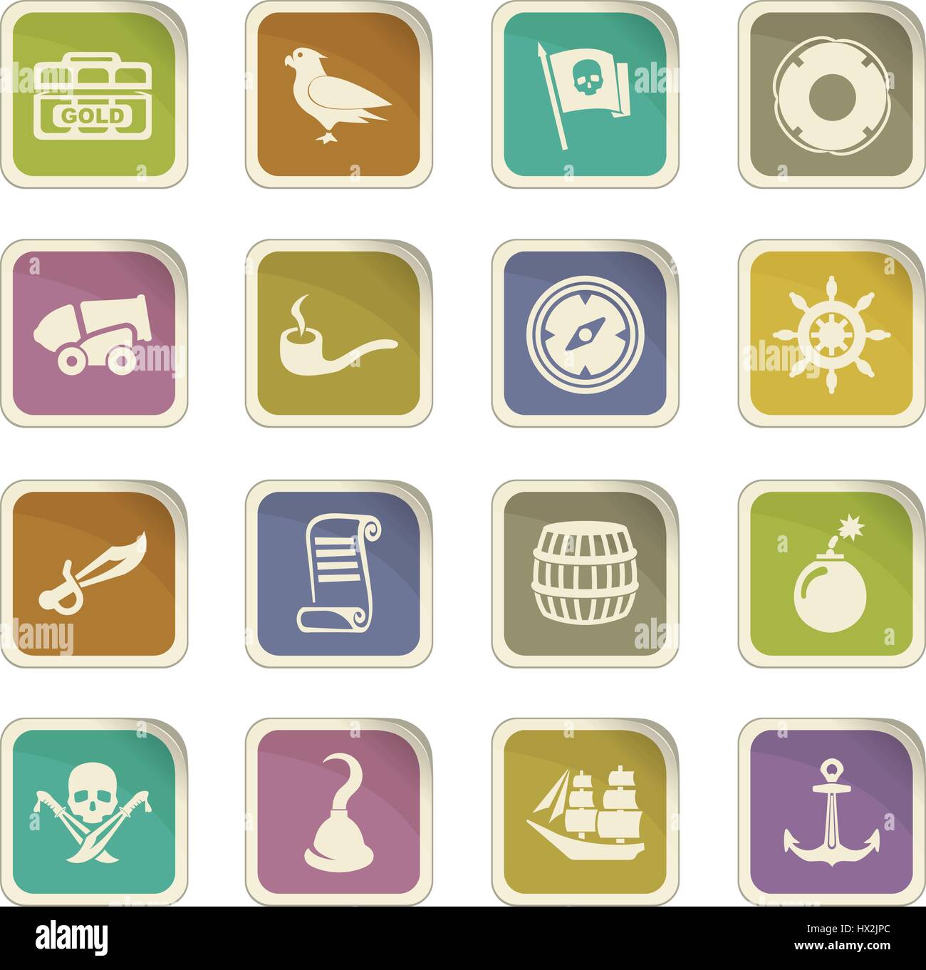 Pirates icon set for web sites and user interface Stock Vector Image ...